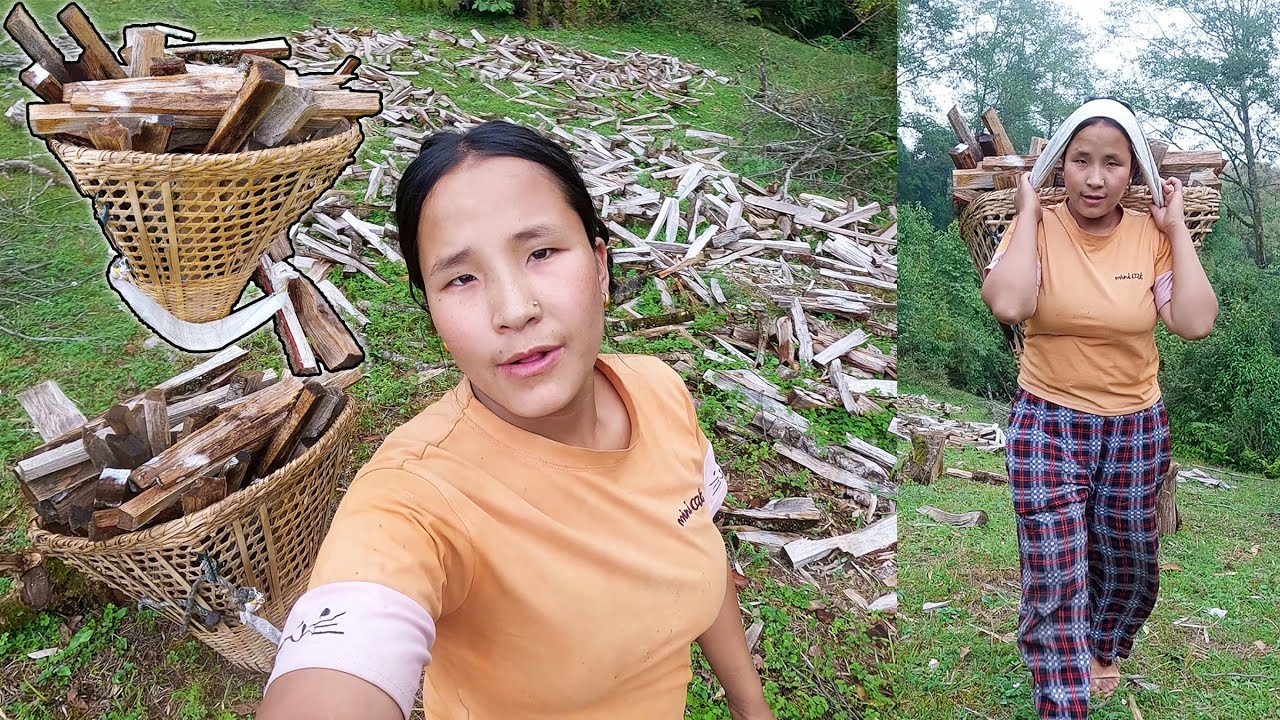 Manjita working alone in Jungle II We use dry wood to Cook food ...