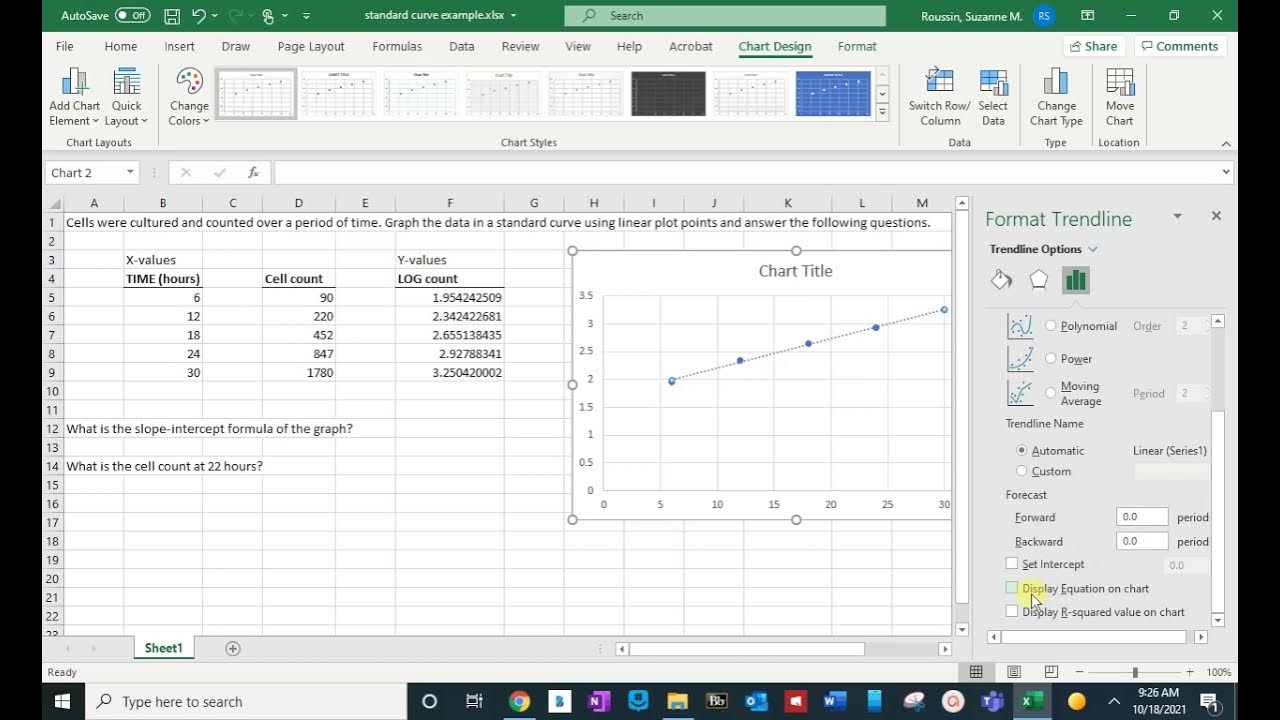 Biotechnology - Standard Curve linear graph in EXCEL - YouTube