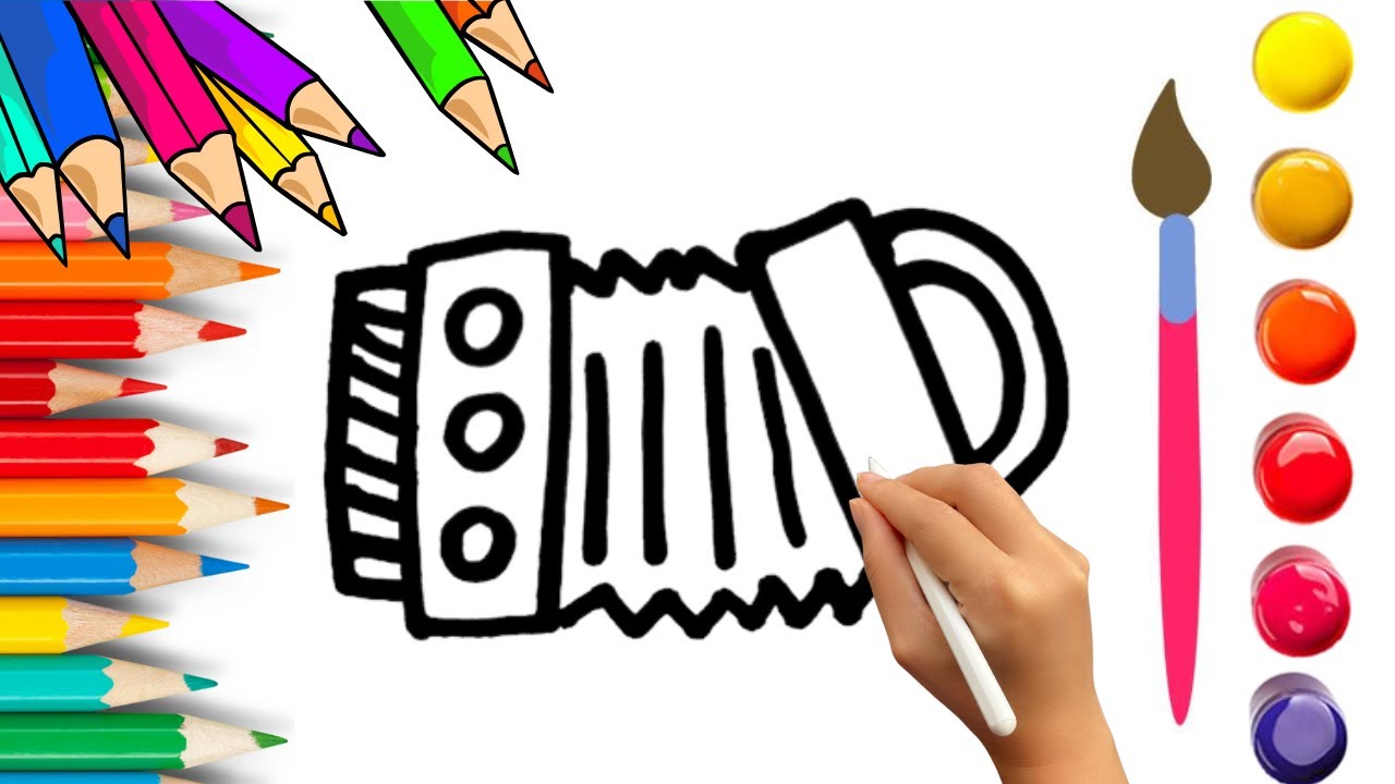 How To Draw music instrument Drawing easy, Painting & Coloring For Kids ...