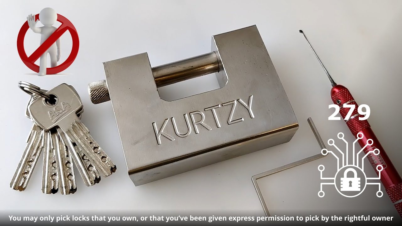 279 🔐 KURTZY Heavy Duty 1kg padlock monoblock picked and gutted [AVOID ...
