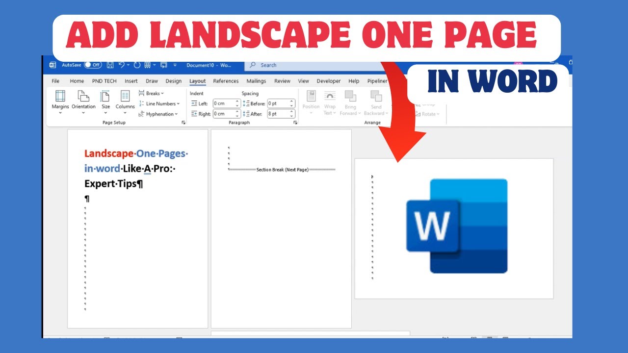 How To Add Landscape One Page In Word - YouTube