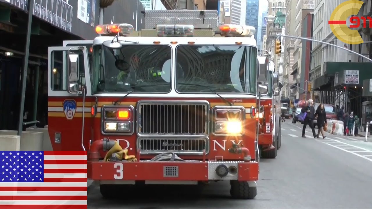 [NEW YORK CITY] FDNY Engine 3 and Ladder 12 responding to Fire Call at ...