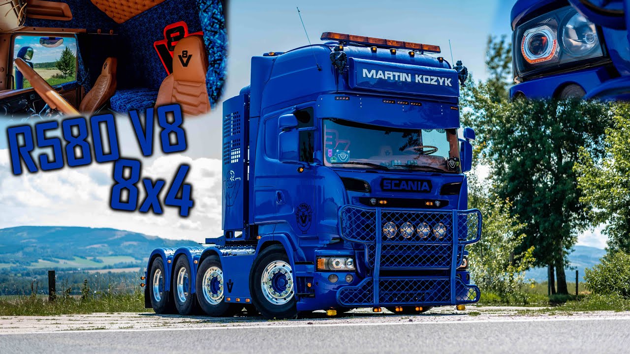 THE BLUE GIANT: Scania R580 V8 8x4 Martin Kozyk // *INSANE DETAILS ...