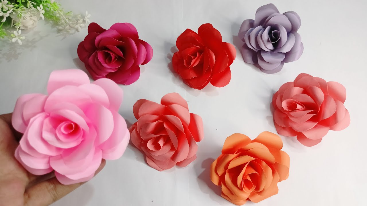 How To Make Paper Rose Easy / Beautiful Paper Rose Flower Making / Diy ...