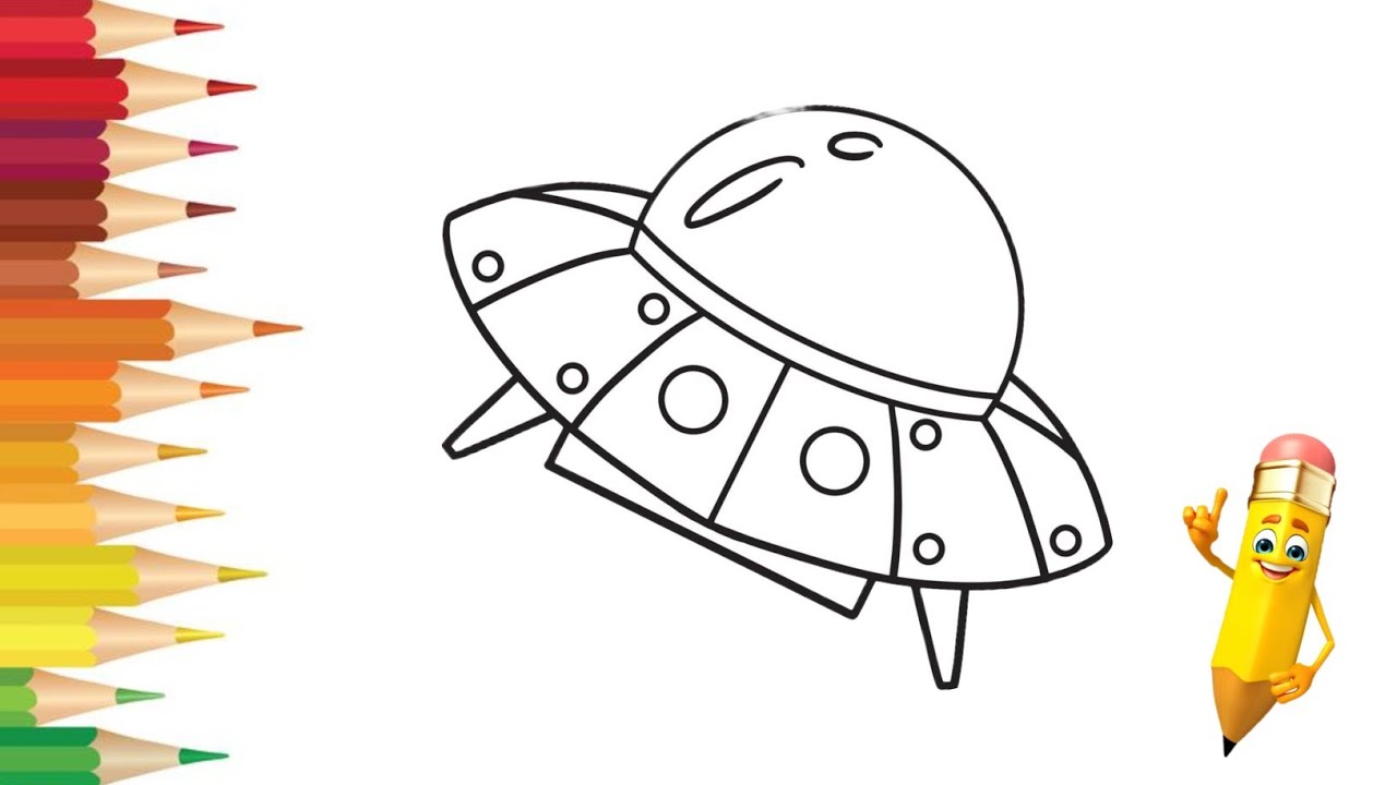 How to Draw Space Ship 🛸🛸 | Space Ship Drawing Tutorial for Kids | UFO ...