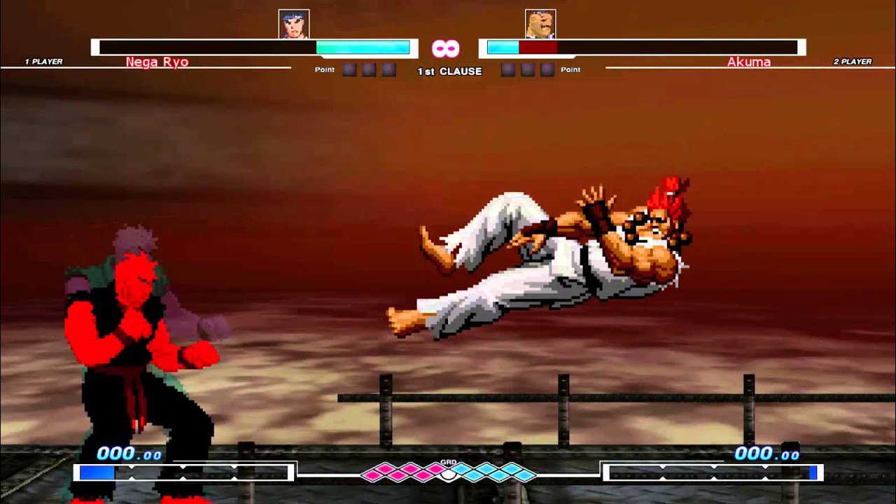 MUGEN Nega Ryo and Cyborg Kung Fu man vs Akuma and Dudley - YouTube