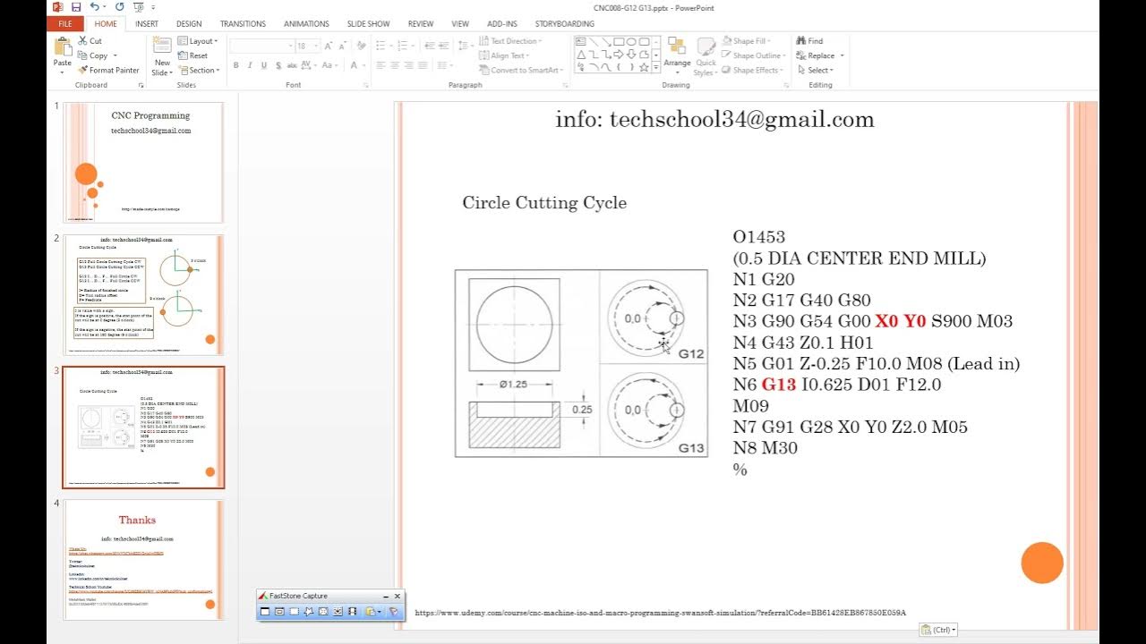 CNC Programming Circle Cutting Cycle G12 and G13 - YouTube