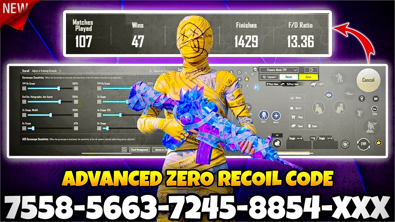 BGMI 2024 NO RECOIL/ZERO RECOIL SENSITIVITY CODE | BGMI BEST ...