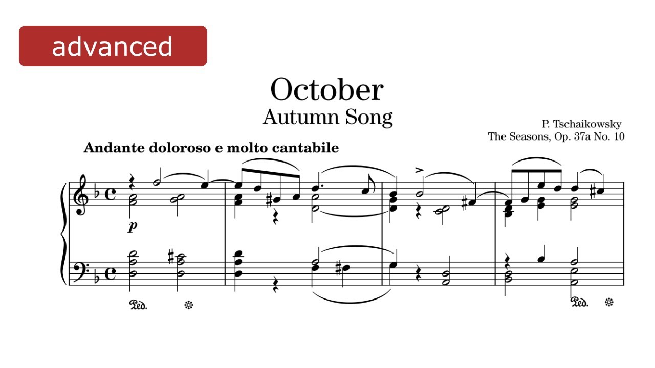 October (Autumn Song) - Tchaikovsky - YouTube