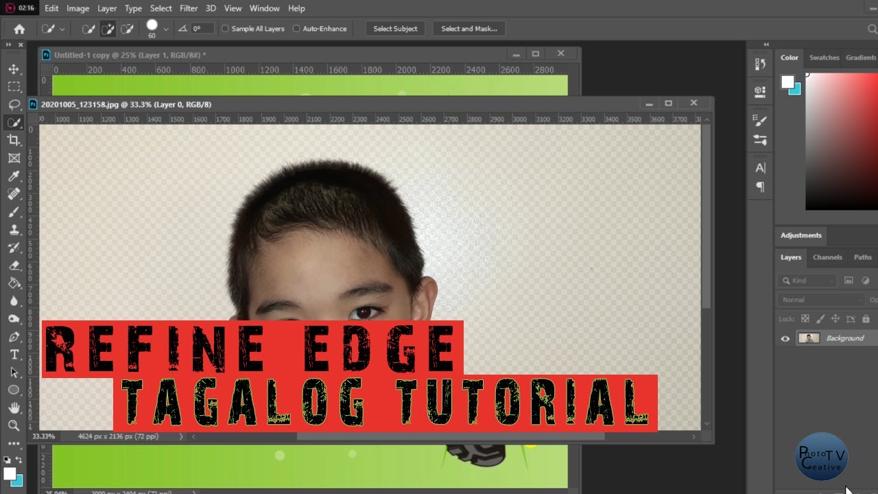 Refine edge Tutorial (TAGALOG) Photoshop CC 2020 - YouTube