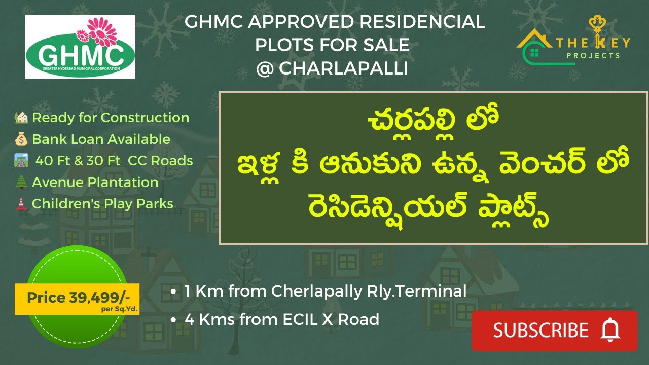 GHMC APPROVED RESIDENTIAL PLOTS FOR SALE @ CHARLAPALLI - YouTube