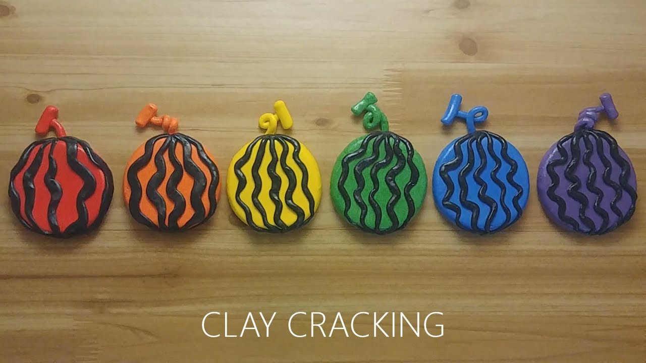 Rainbow watermelon clay cracking 무지개 수박 점토 부수기 - YouTube