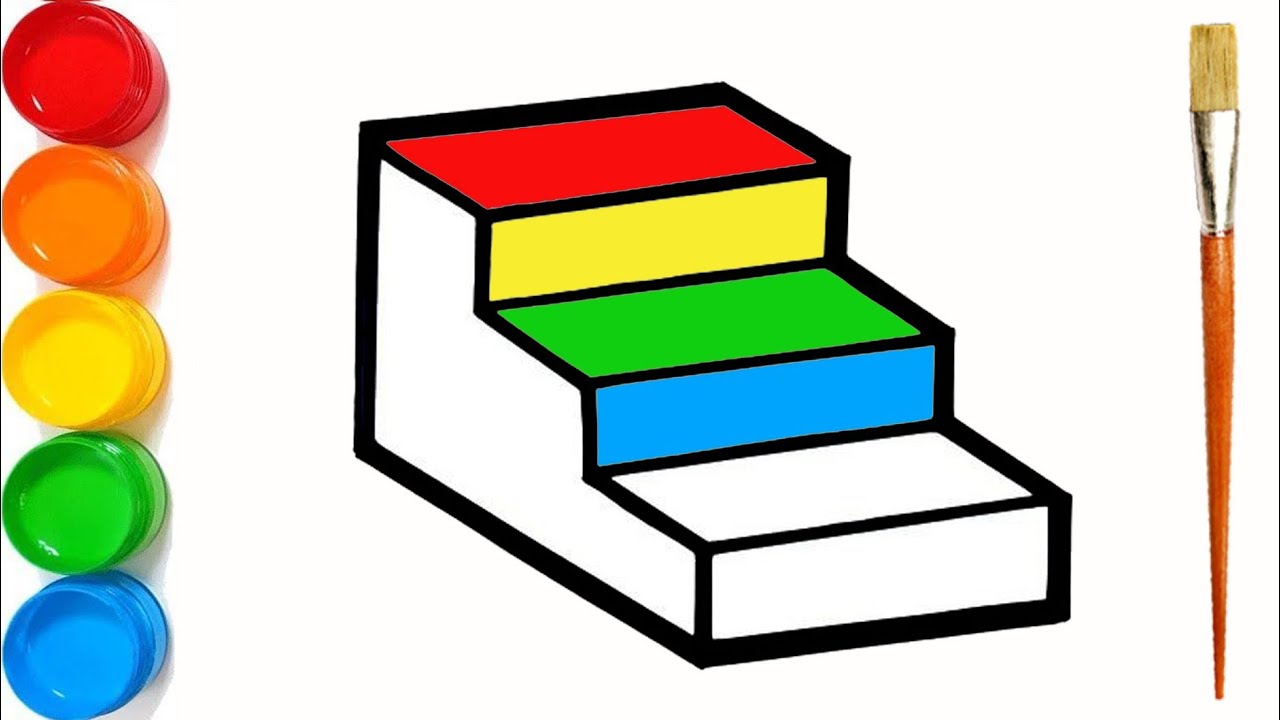 How to draw Stair and coloring for kids & Toddlers | Easy Drawing for ...