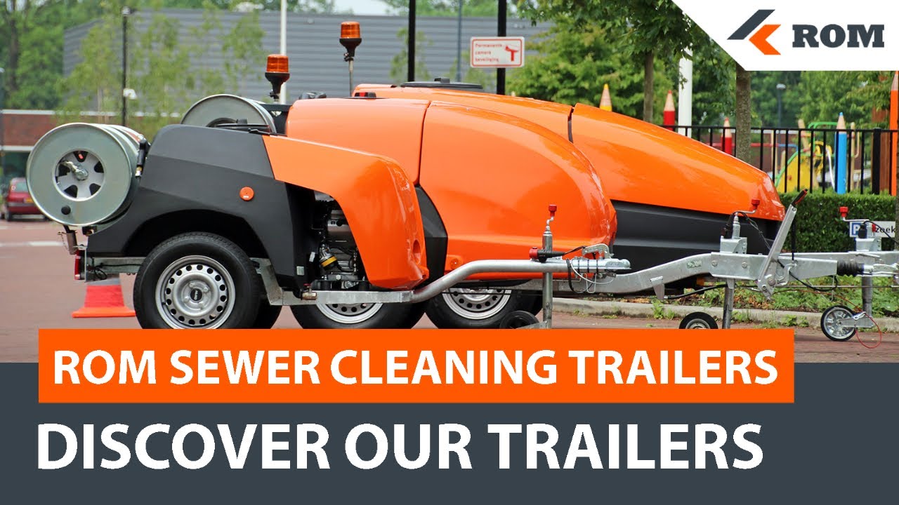 ROM Sewer cleaning trailers | sewer jetter drain cleaner - YouTube