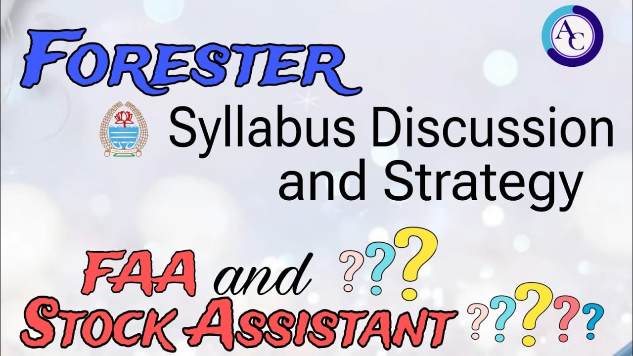 FORESTER SYLLABUS| STOCK ASSISTANT| JKSSB FAA|VETERINARY PHARMACIST ...