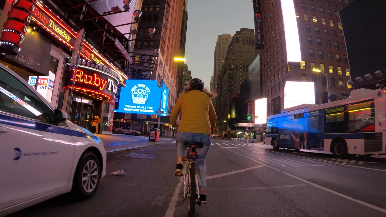 Pandemic NYC Times Square Bike Ride EMPTY STREETS - YouTube