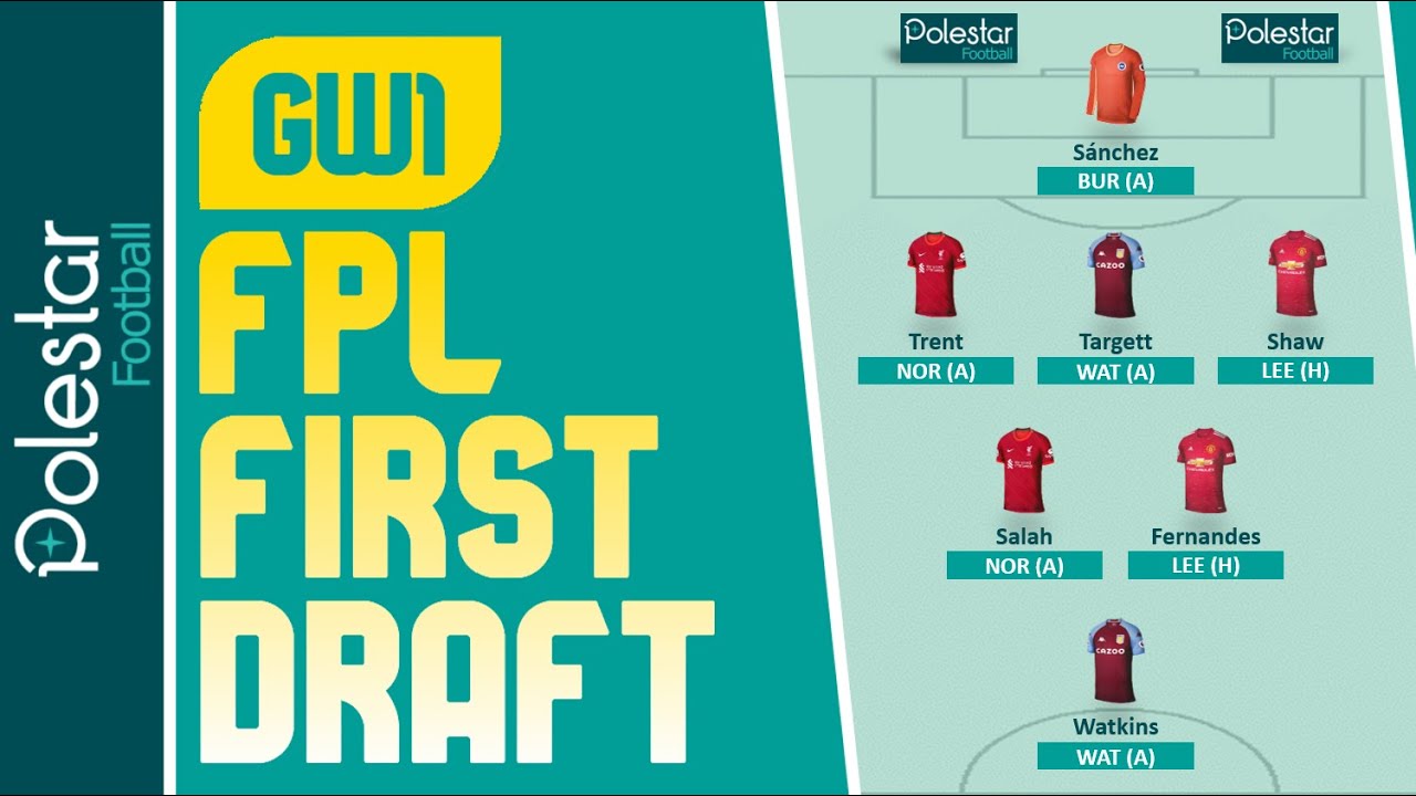 FPL GW1: FIRST DRAFT! TEAM SELECTION // Fantasy Premier League Tips ...