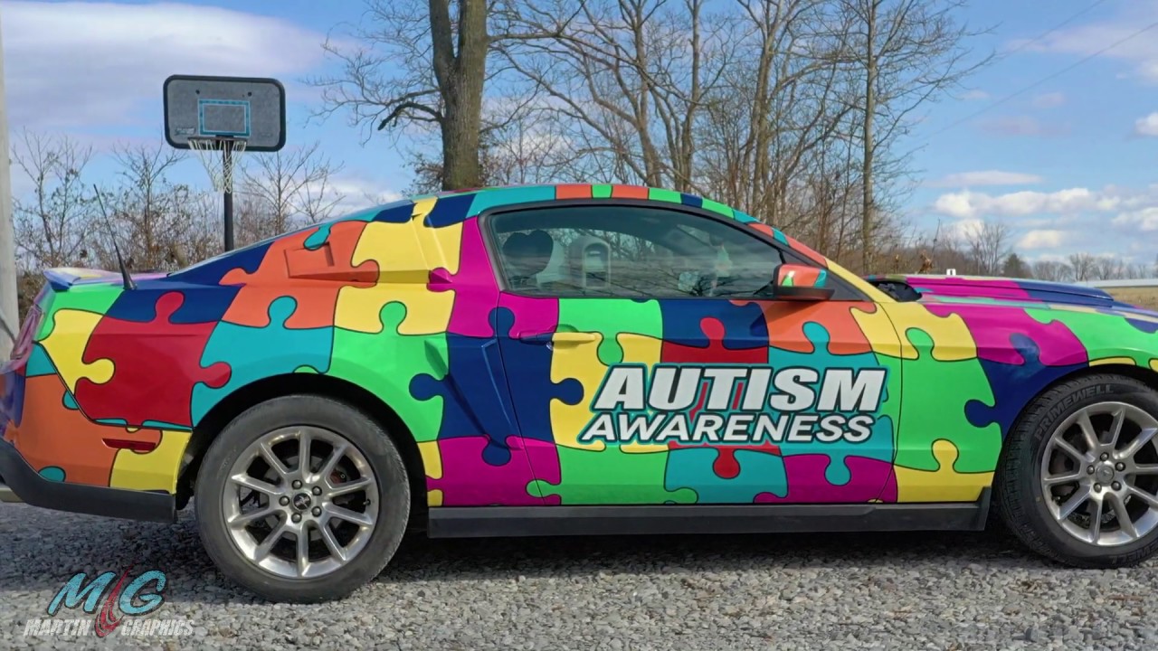 Autism Awareness Puzzle Pieces Car Wrap - Ford Mustang - YouTube