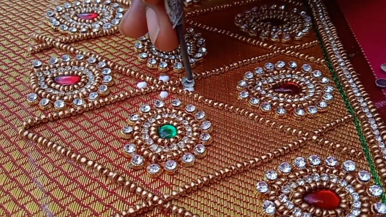 bridal checked sleeve aari work design in Tamil, full detailed video ...