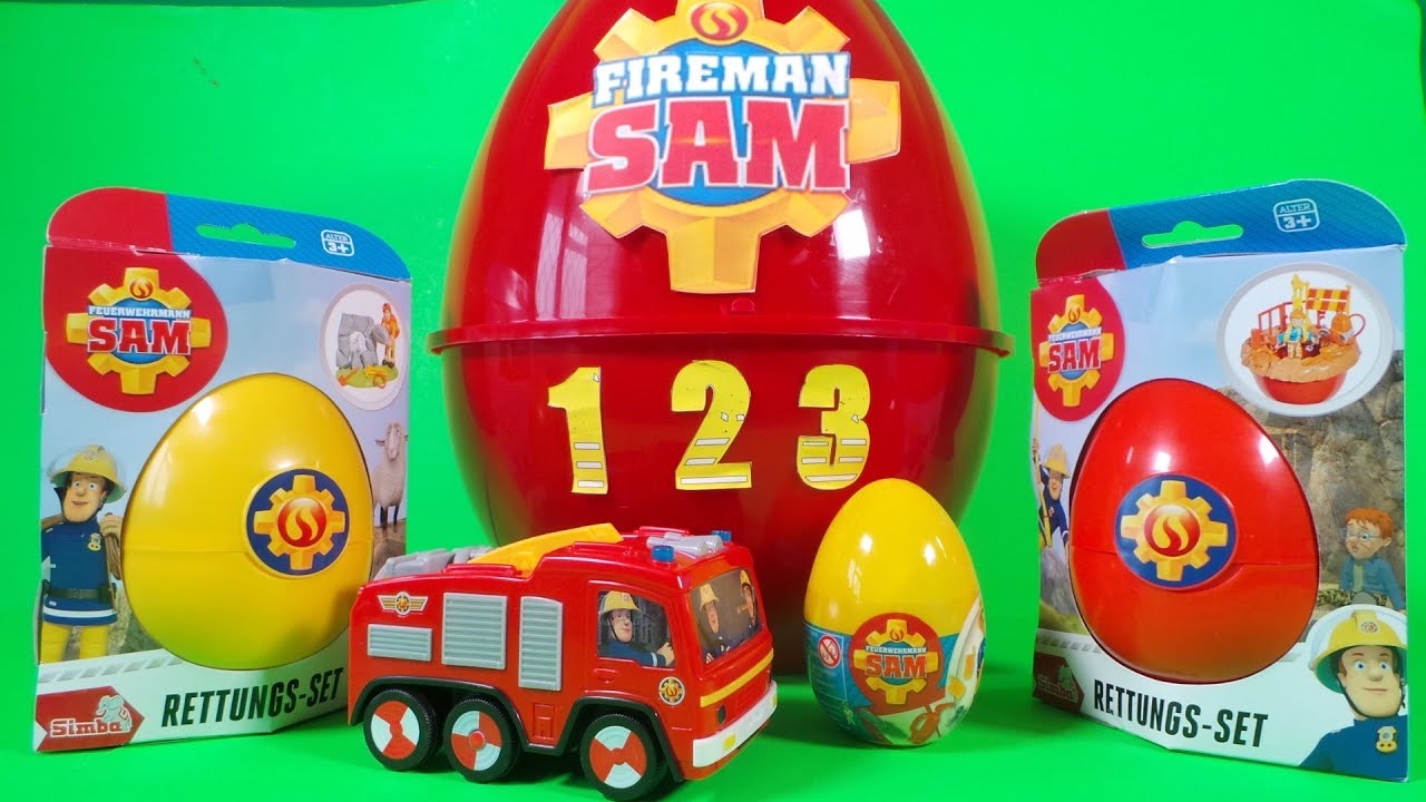 Feuerwehrmann / Fireman Sam MEGA GIANT Surprise Egg Toy Opening - YouTube