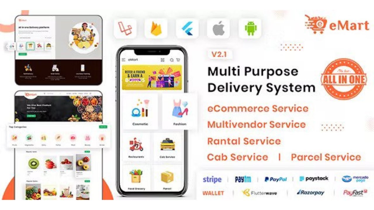 Make eMart Multivendor Food, eCommerce, Parcel, Taxi booking, Car ...