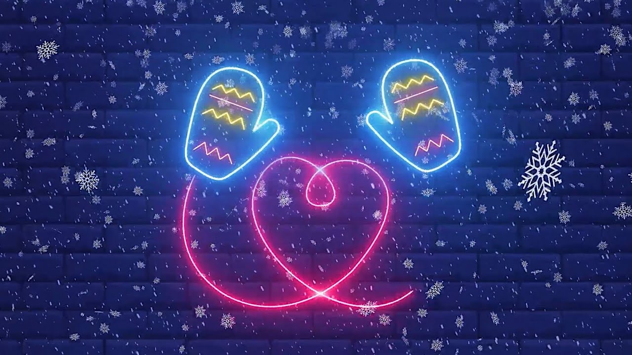 Neon Heart & Heavy Snowfall Animation / 1 Hour Cozy Winter Loop - YouTube