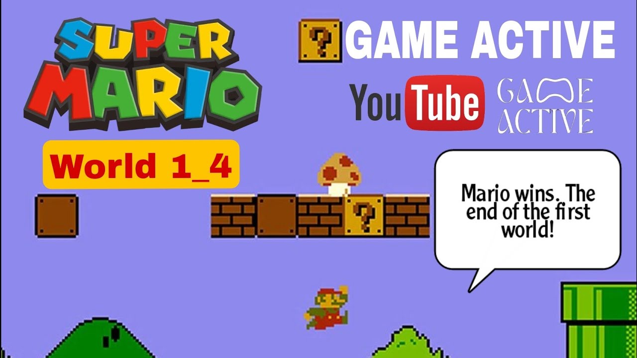 Super Mario Bros | World 1 Level 4 | Mario wins. The end of the first ...
