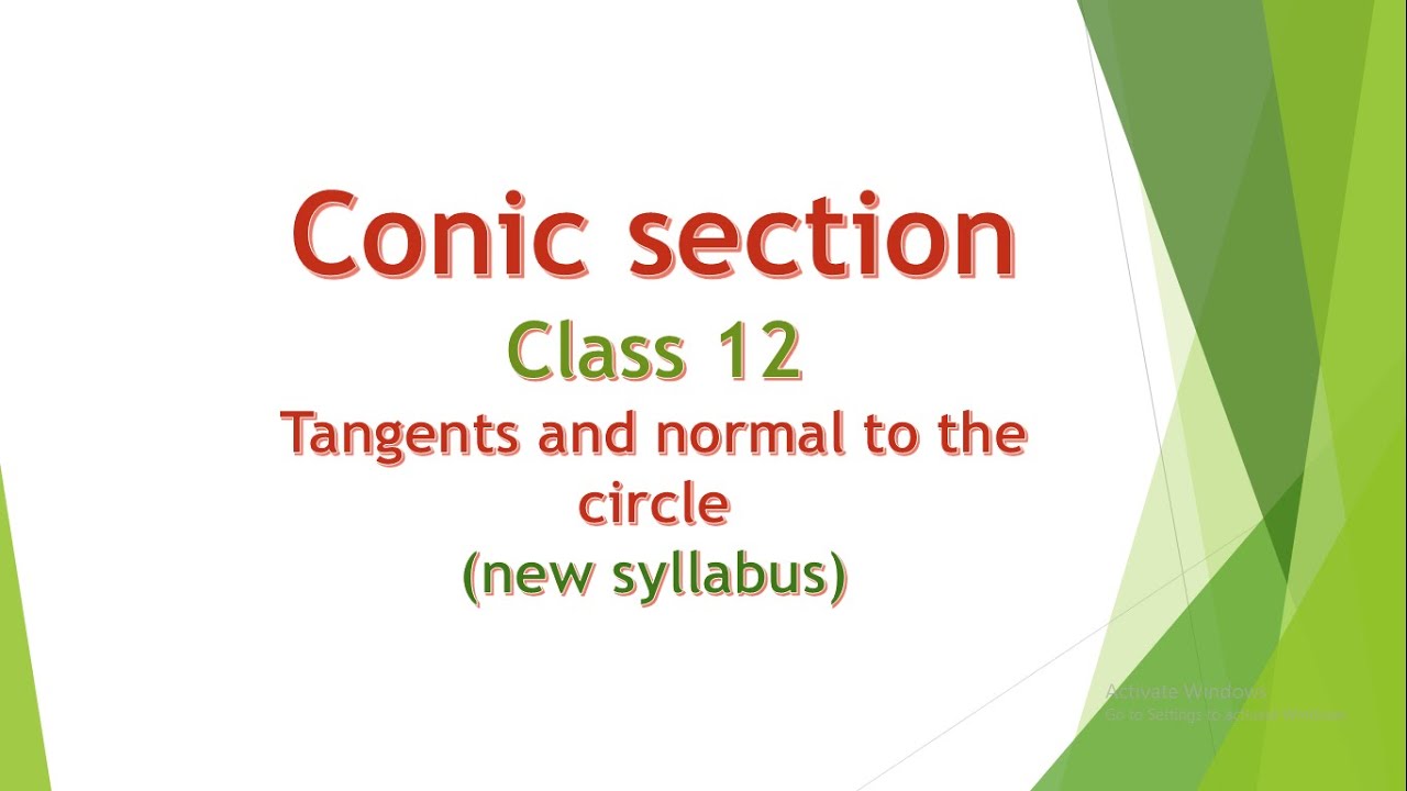 Conic section part 3 (Tangents and normals to the circle) - YouTube