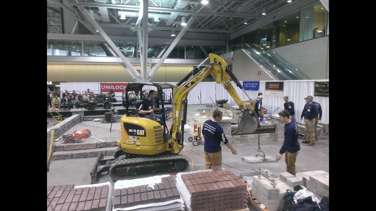 Cat 302.7 Mini Excavator Moving Concrete Steps - YouTube