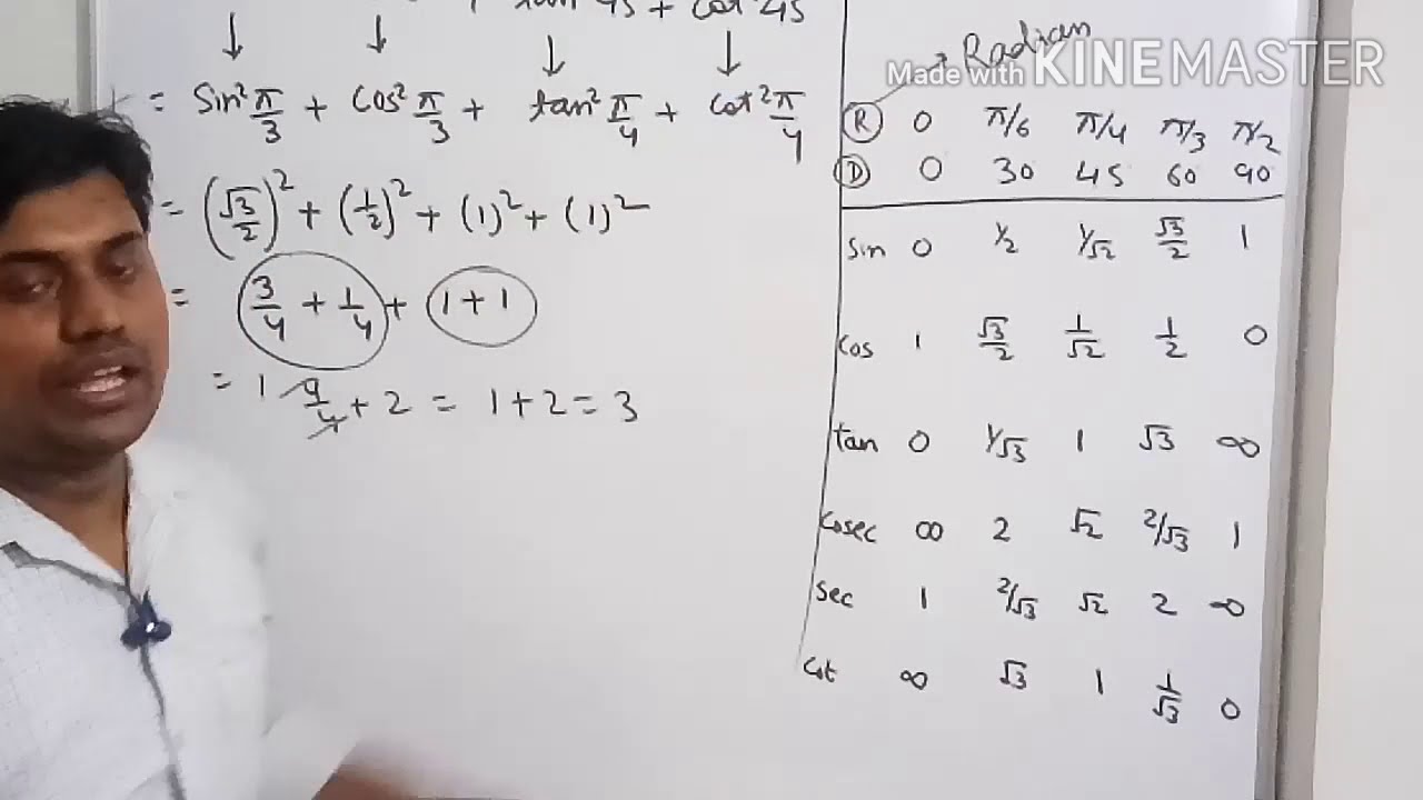 Trigo(Use of angle table) || SV1 || std 11th#maths #iit - YouTube