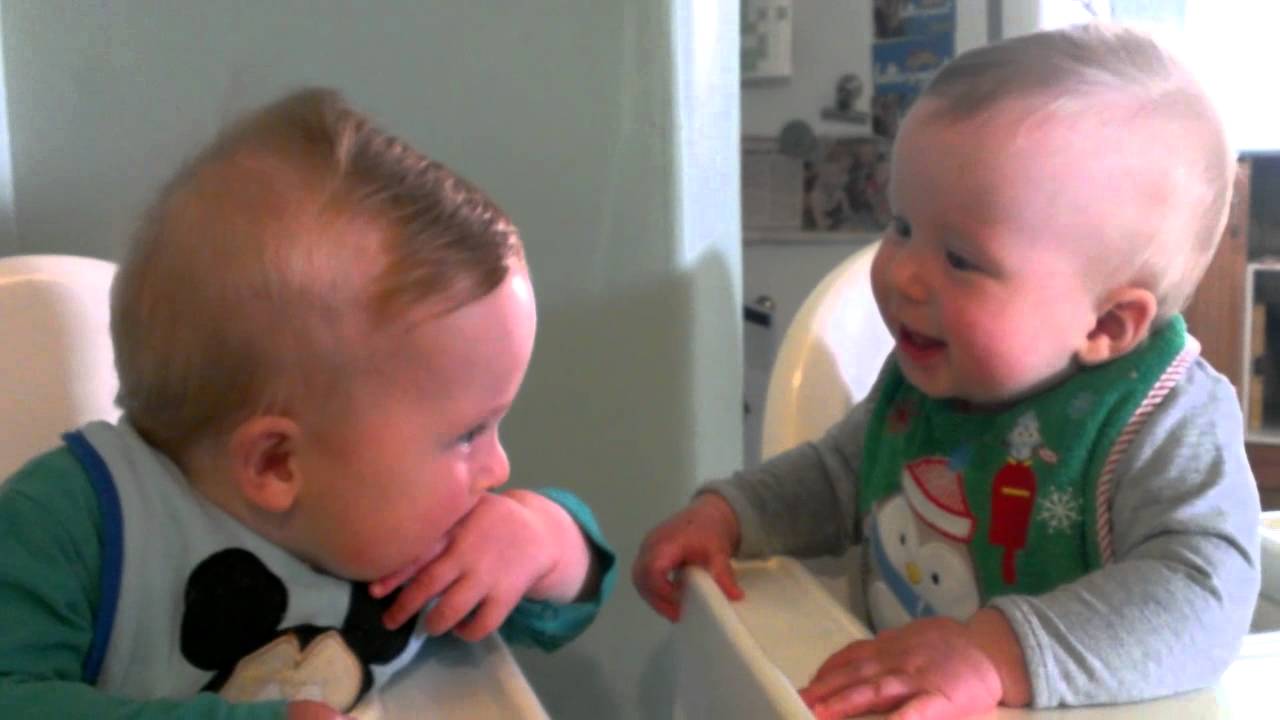 Twin babies talking and laughing - YouTube