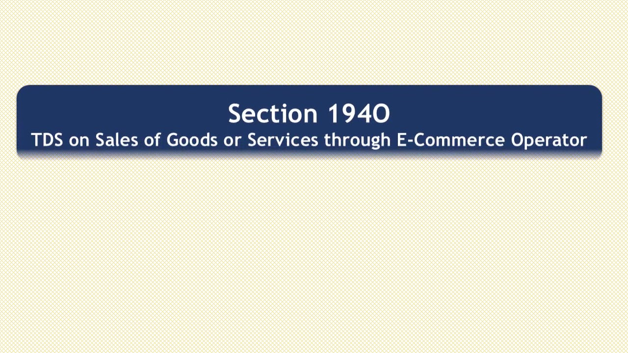 TDS u/s 194O- TDS on sales through E Commerce Operator - YouTube