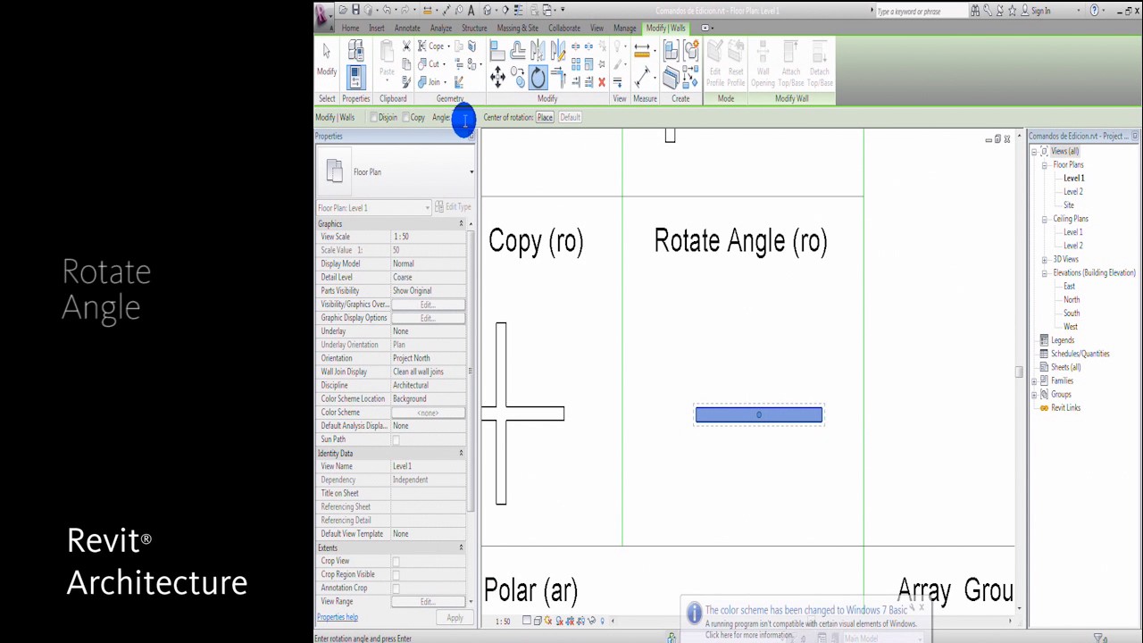 REVIT ARCHITECTURAL - ce rotate angle - YouTube