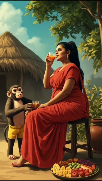 The monkey plants guava tree and brings it in the tractor #monkey #ai # ...