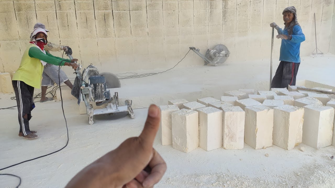 stone cutting process - YouTube