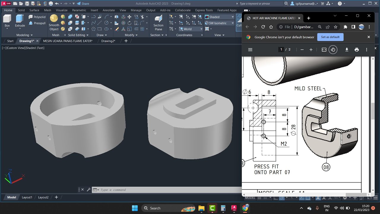 Tutorial CYLINDER FRONT 8 Komponen Mesin Udara Panas di AutoCAD Part 5 ...