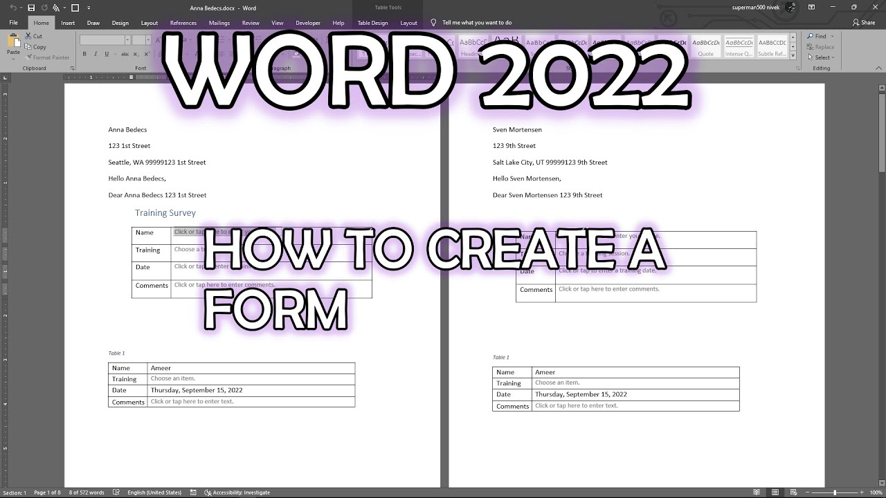 How to Create a Fillable Form in Word | Microsoft Word Tutorials - YouTube