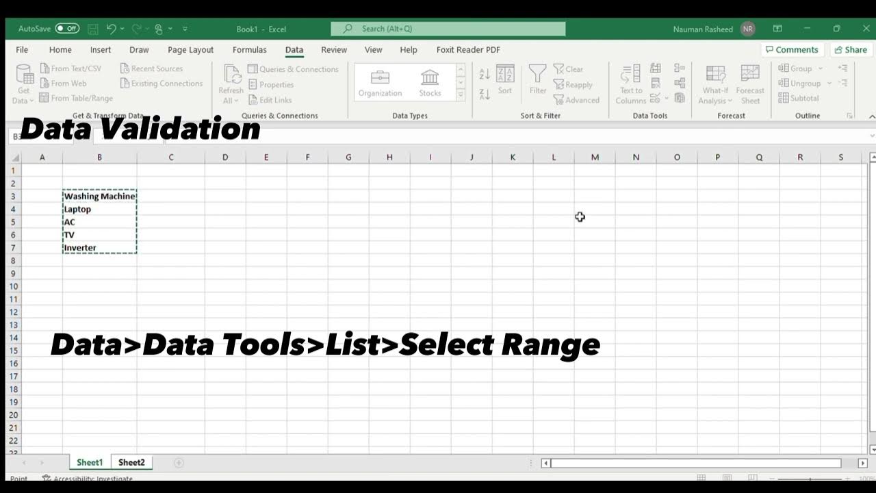 Data Validation in MS Excel Example|Data Validation|MS Excel|Data Entry|Data Analysis|Tips and ...