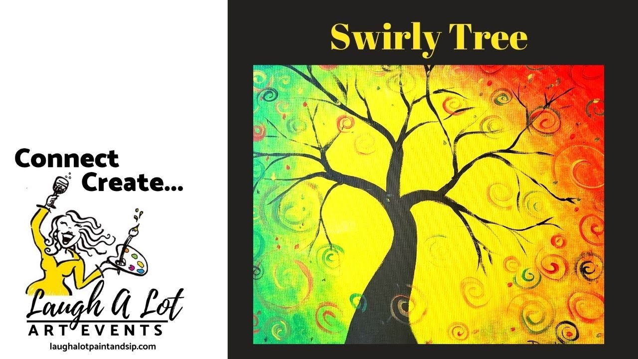 Swirly Tree Easy Beginner Acrylic Painting Lesson - YouTube