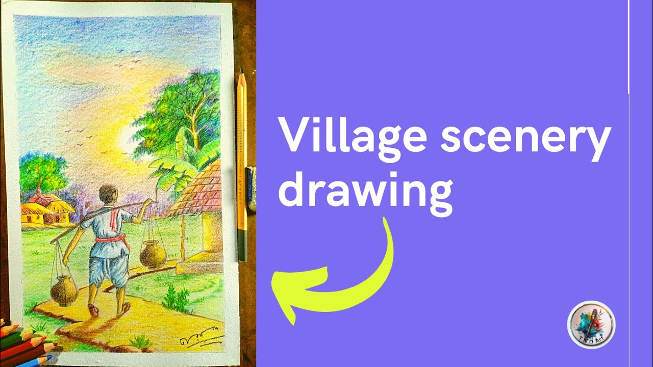Exploring Village Life Through Art | Colour Pencil drawing - YouTube
