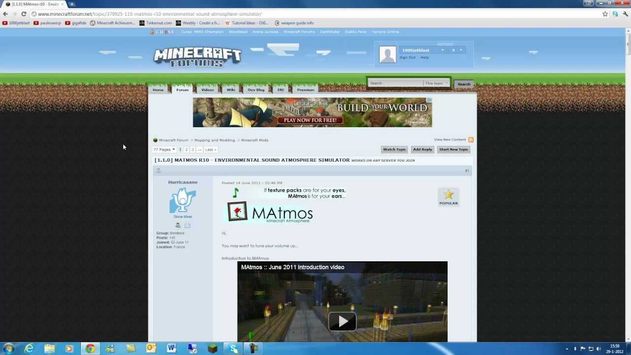 minecraft mod review: MAtmos enviromental sound simulator - YouTube