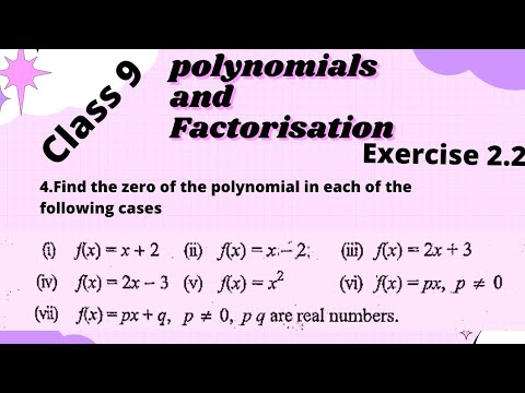 Find the zero of the polynomial in each of the following/ Polynomials ...