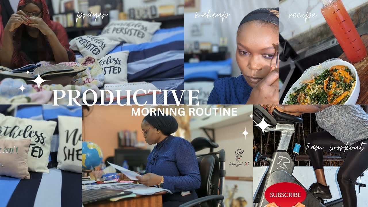 5AM PRODUCTIVE MORNING ROUTINE * HEALTHY HABITS * Everyday Work makeup ...