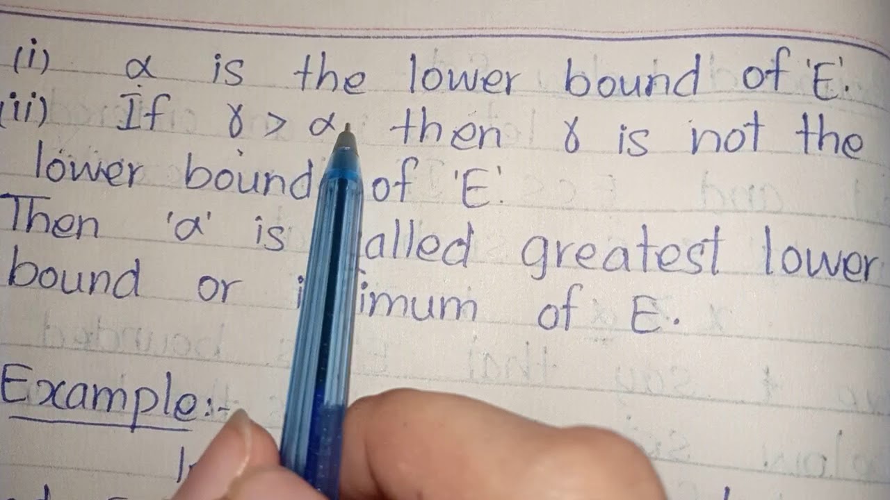 Lecture 14; Bounded below set || lower bounds || infimum of a set - YouTube