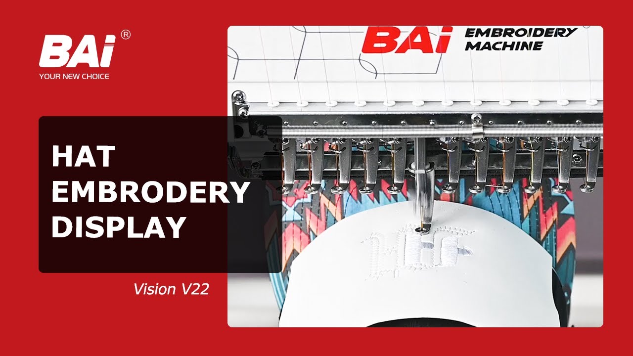 BAI Vision V22 Hat Embroidery Display | Embroidery Machine - YouTube