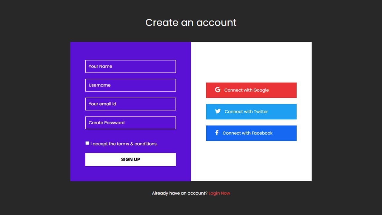 How To Make Signup Page Using HTML And CSS | Create Registration Form ...