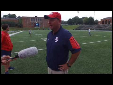 Samford head coach Chris Hatcher talking after practice on Aug. 8, 2016 ...