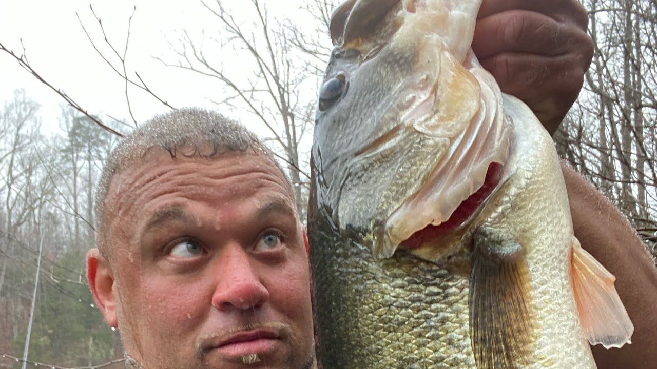 Catching big bass on spinnerbait in rain - YouTube