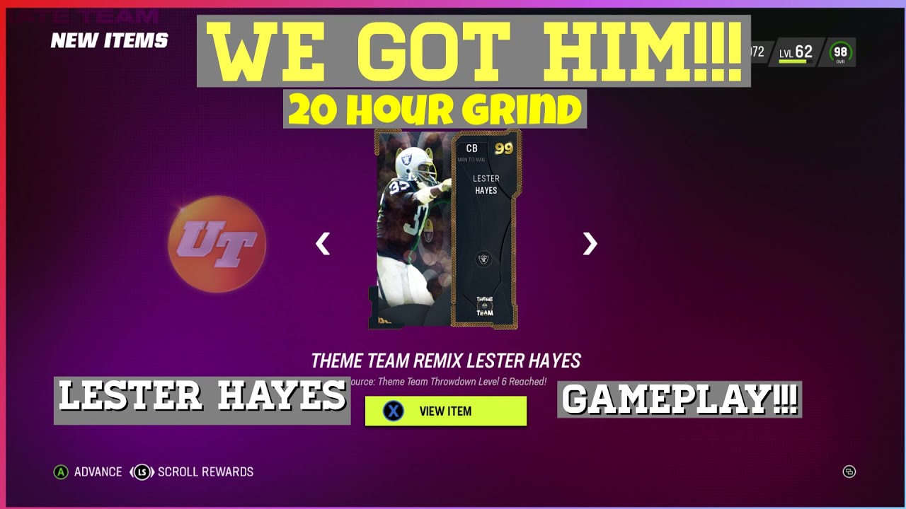 LESTER HAYES GAMEPLAY!!!! 2O HOUR GRIND IS NOW OVER - YouTube