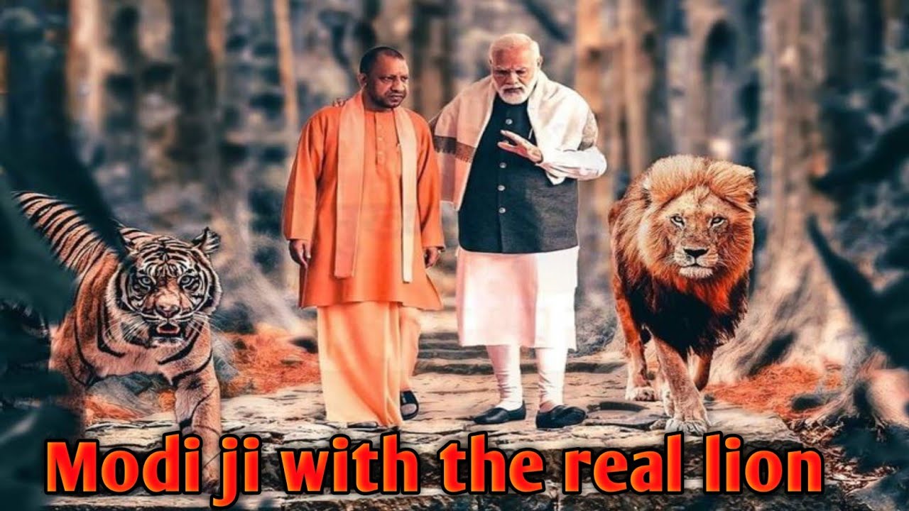Modi ji with the real lion #modi #bjp #viralvideo - YouTube